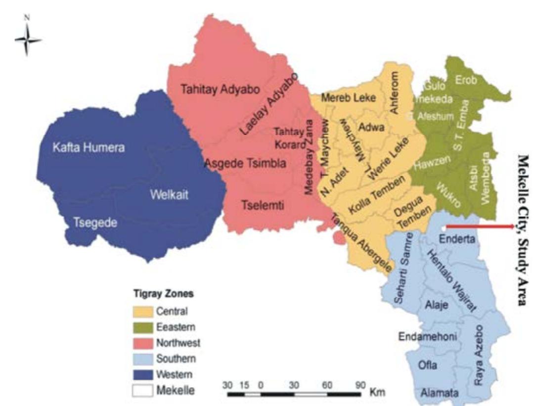 Map of tigray national regional state and study areas