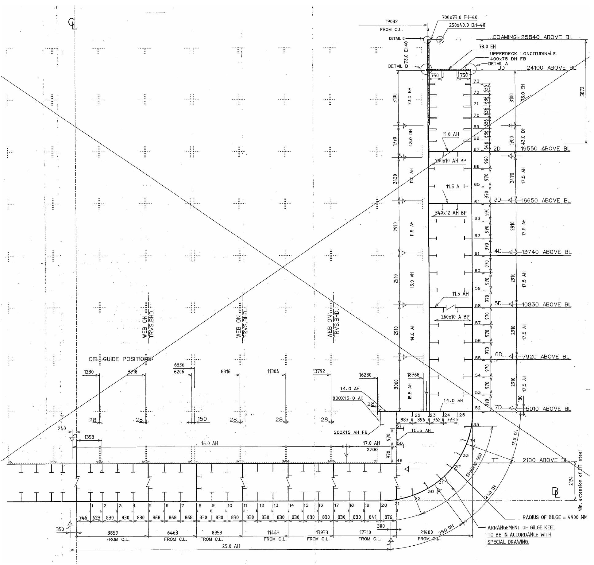 The mid ship section of the ol185 container ship (all