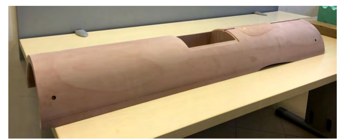 22: the machined fuselage cabin.