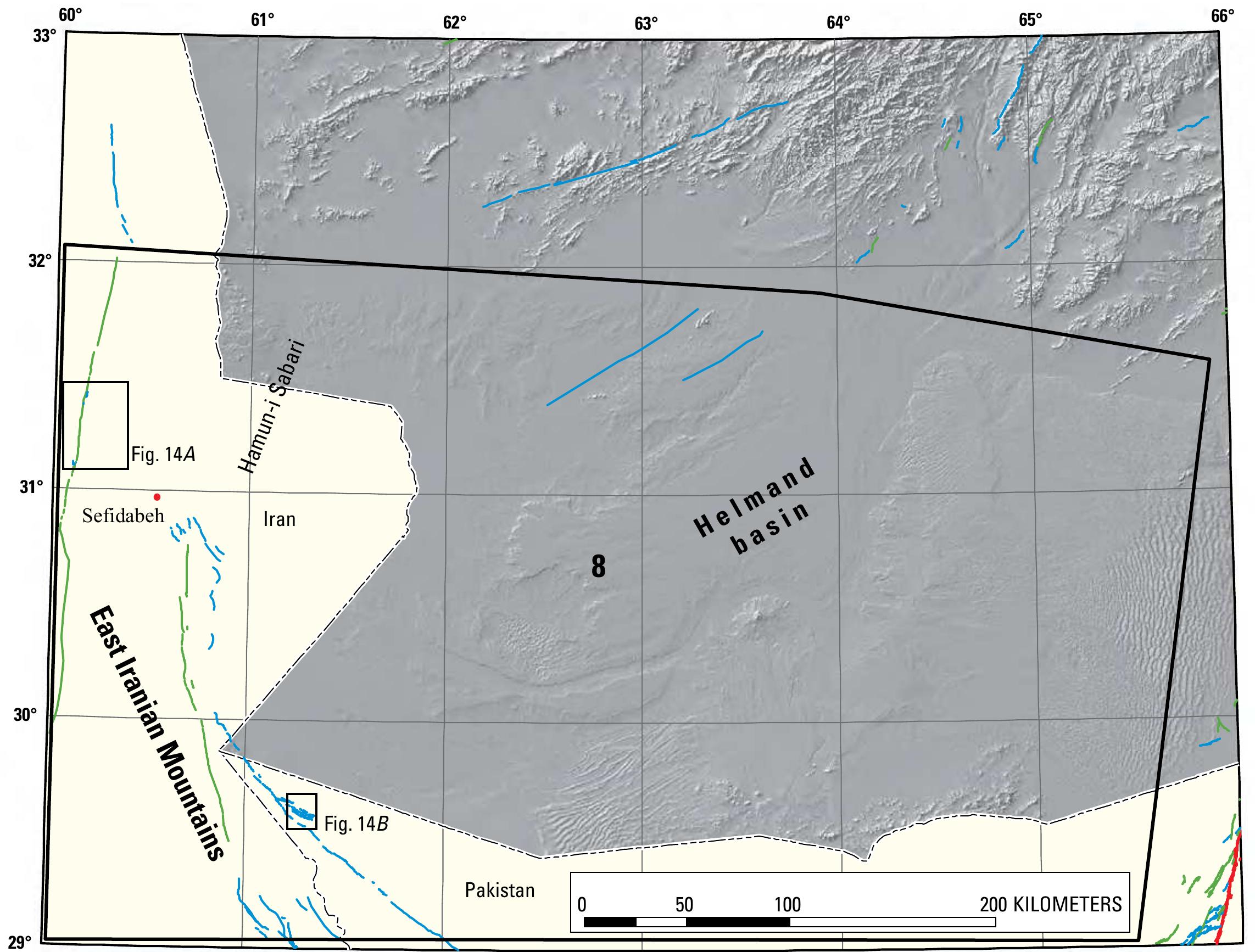 Tectonic domain 8—helmand basin-makran system outlined in