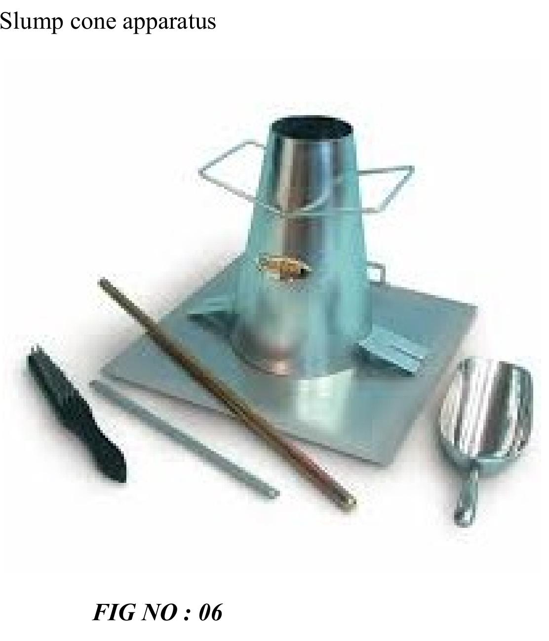 Slump cone test values fresh concrete tests: