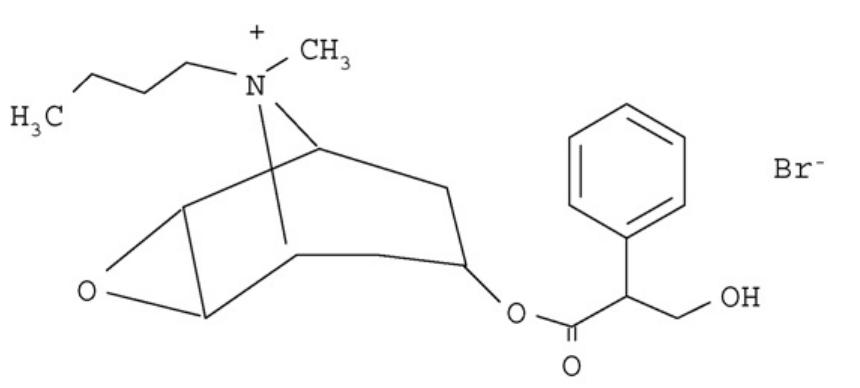 Chemical structure of hyoscine butylbromide. molecular