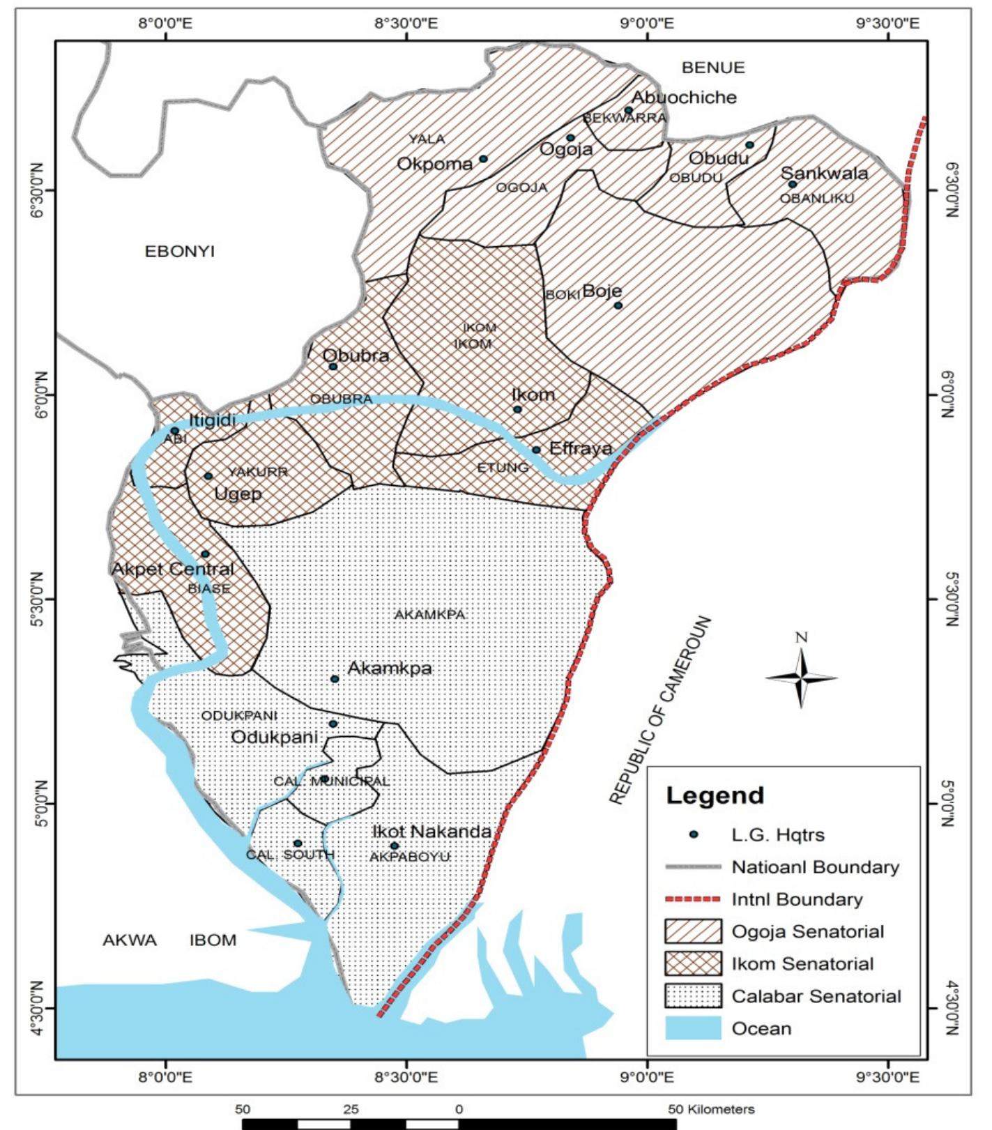 Cross river state showing senatorial districts “igure 1. map