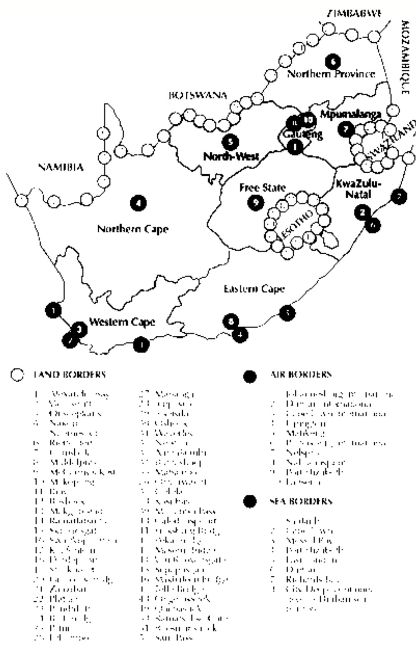 Source: source: saps border police head office, pretoria.