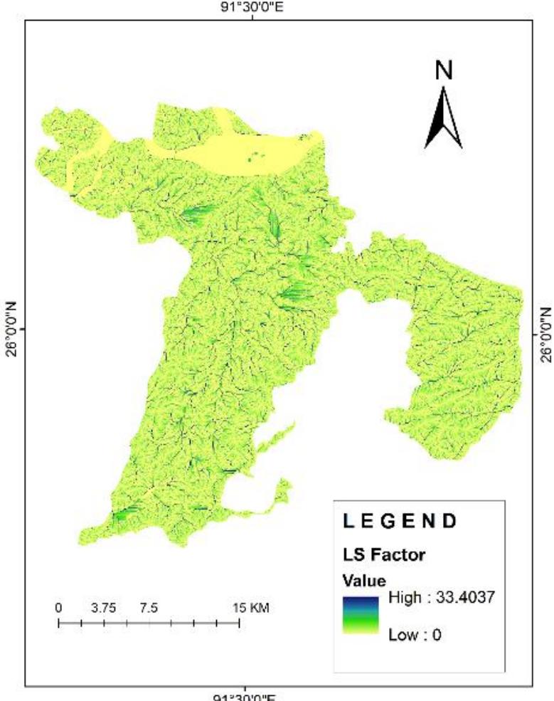 Ls-factor map slope length and steepness factor (ls): the