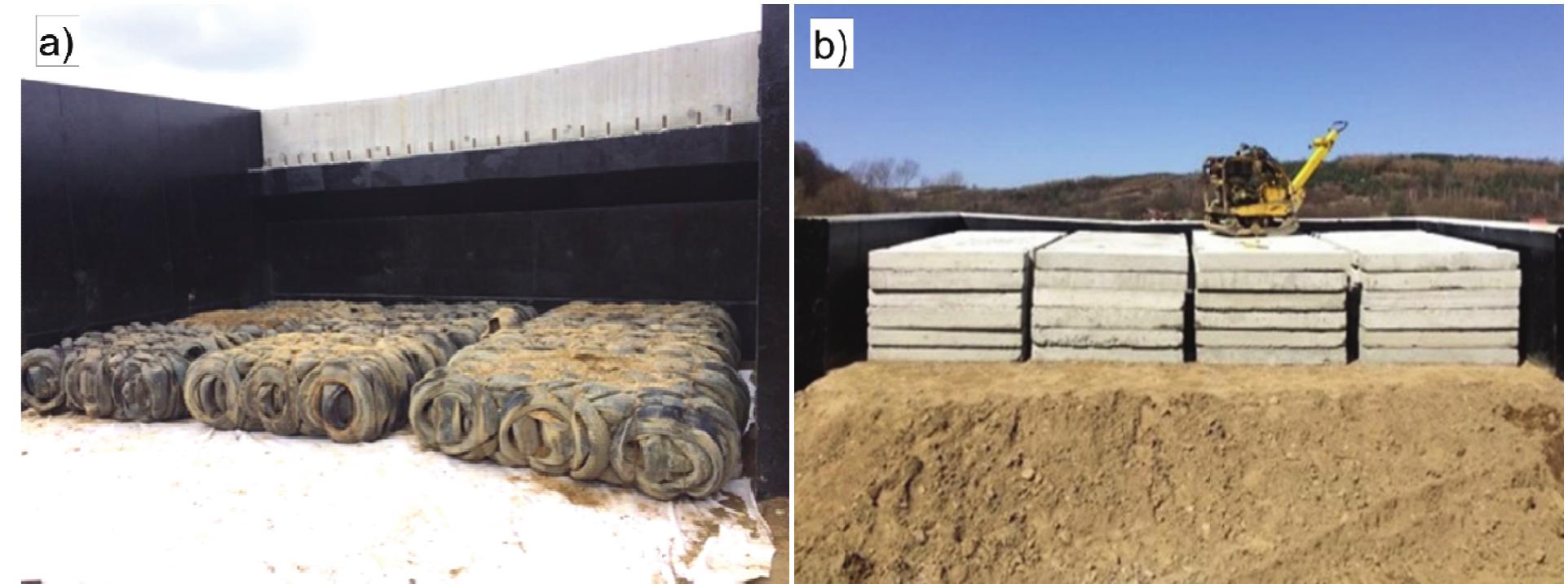 The abutment backfill of sielnica bridge, poland: a) the