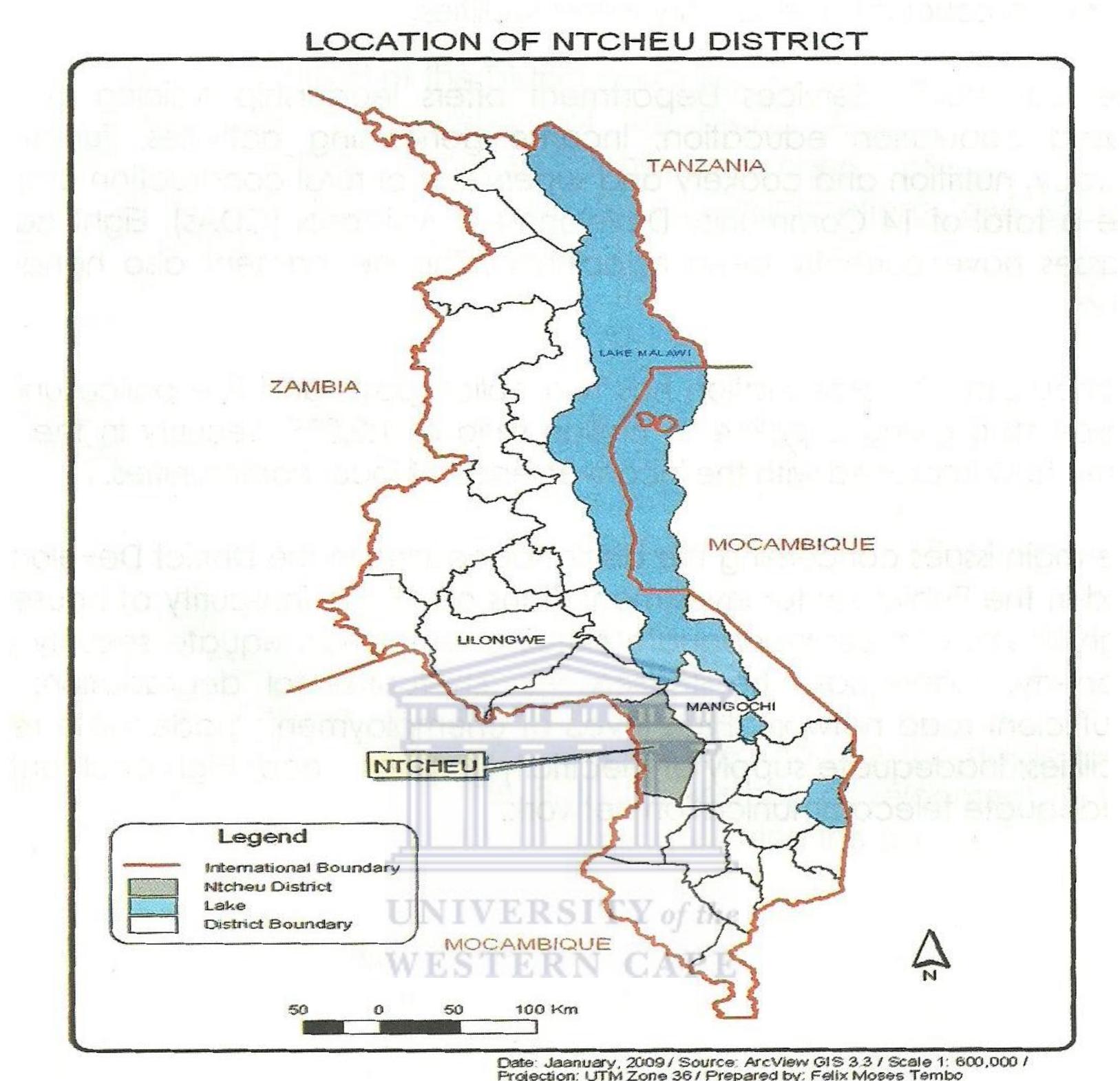 Appendix b: map of malawi showing ntcheu district