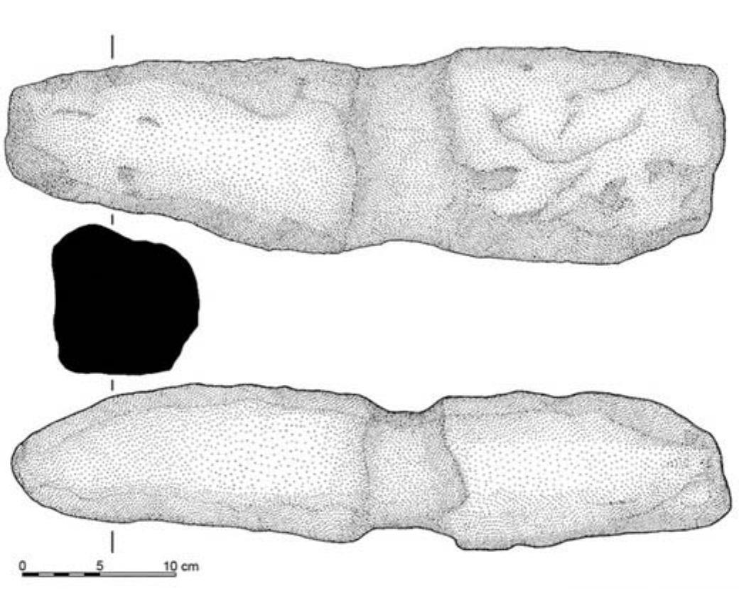 6. small notched stone weight (drawing by b. giinesdogdu).
