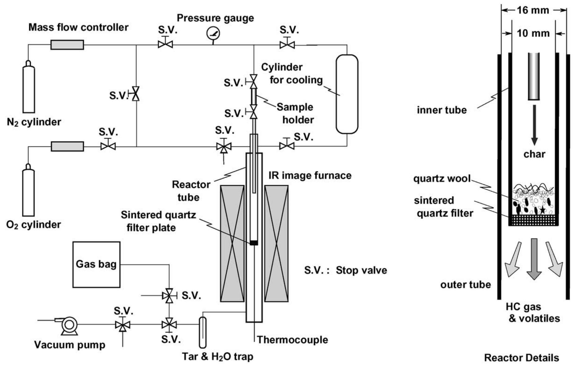 Schematic diagram of apparatus for pyrolysis in dt/fbr.