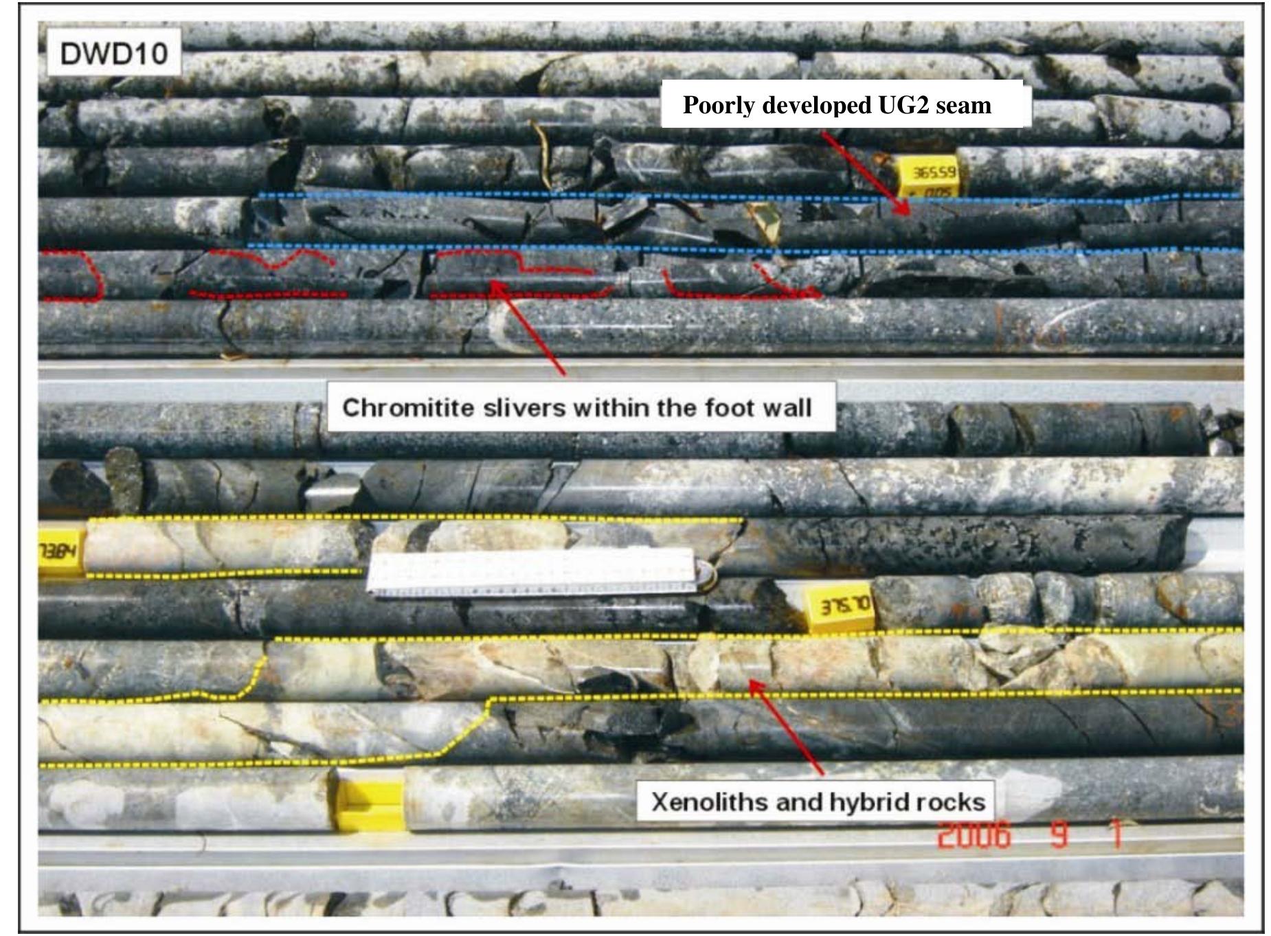 Poorly developed ug2 chromitite layer intersected in