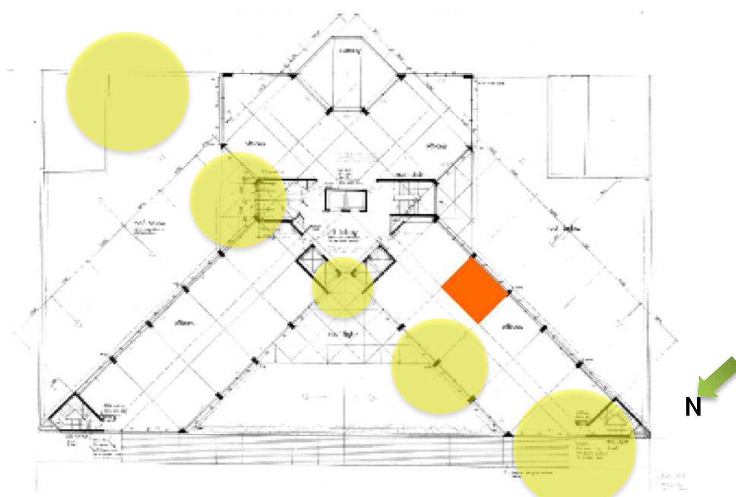 -9: first floor plan of view park towers. in orange is the