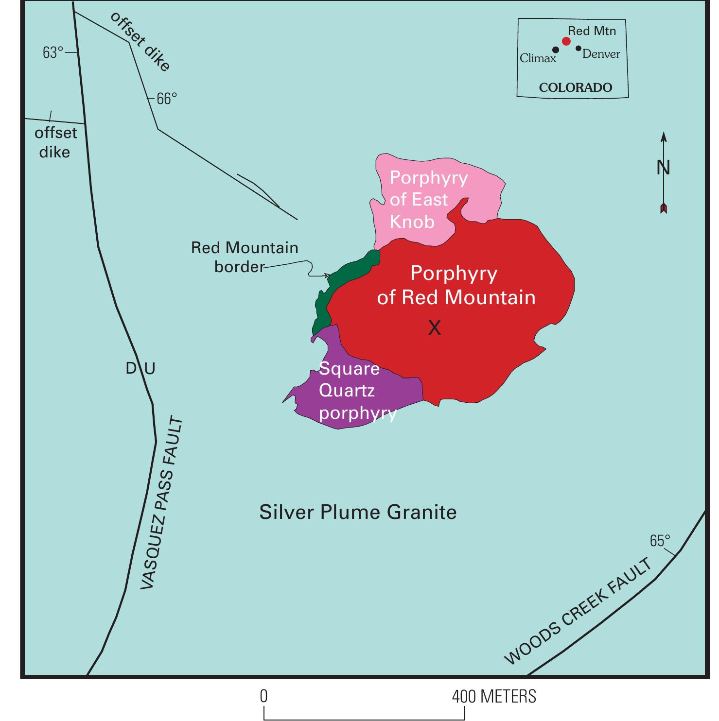 Sketch map of the red mountain intrusive center. generalized