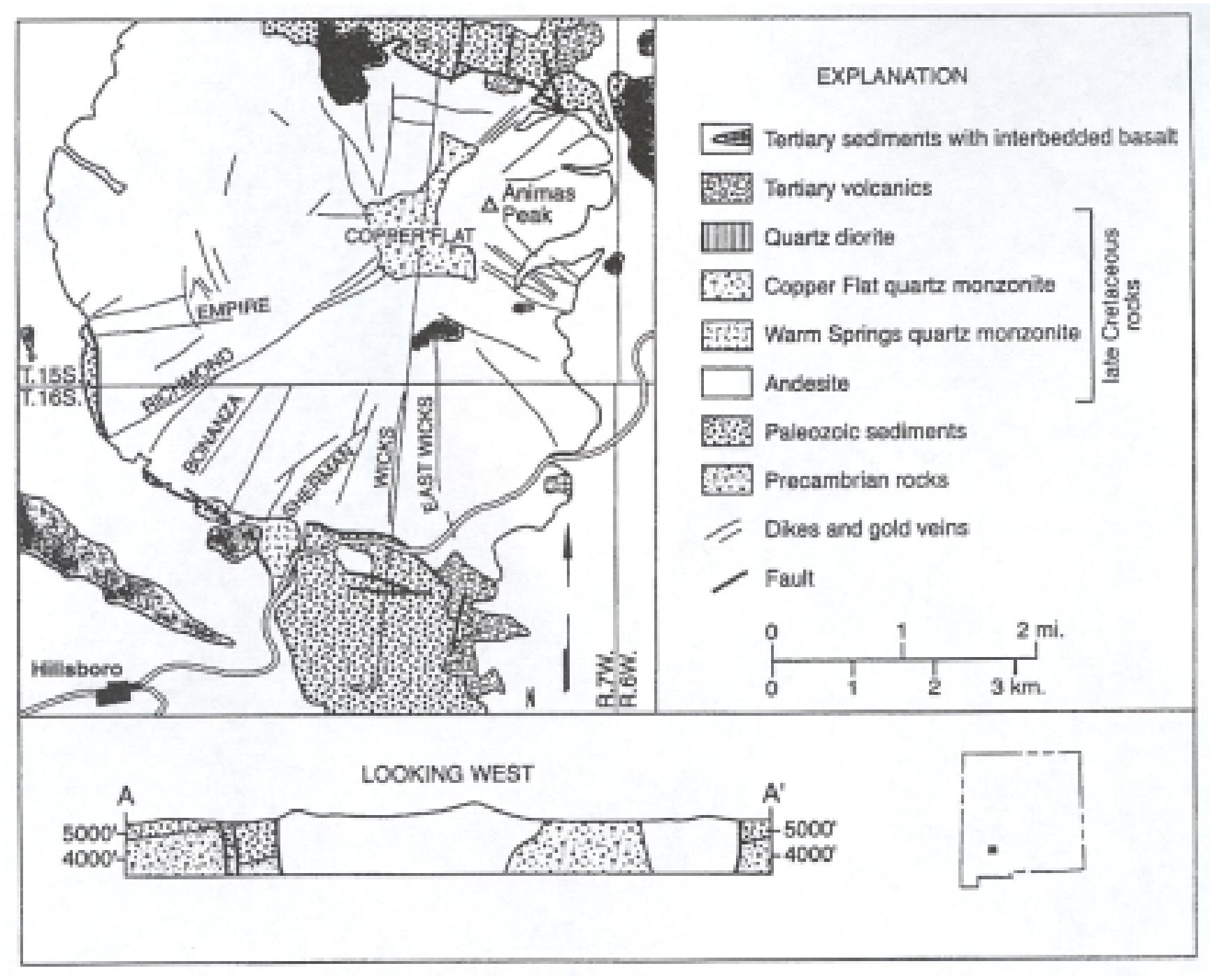 Is a generalized geologic map of the hillsboro district. the
