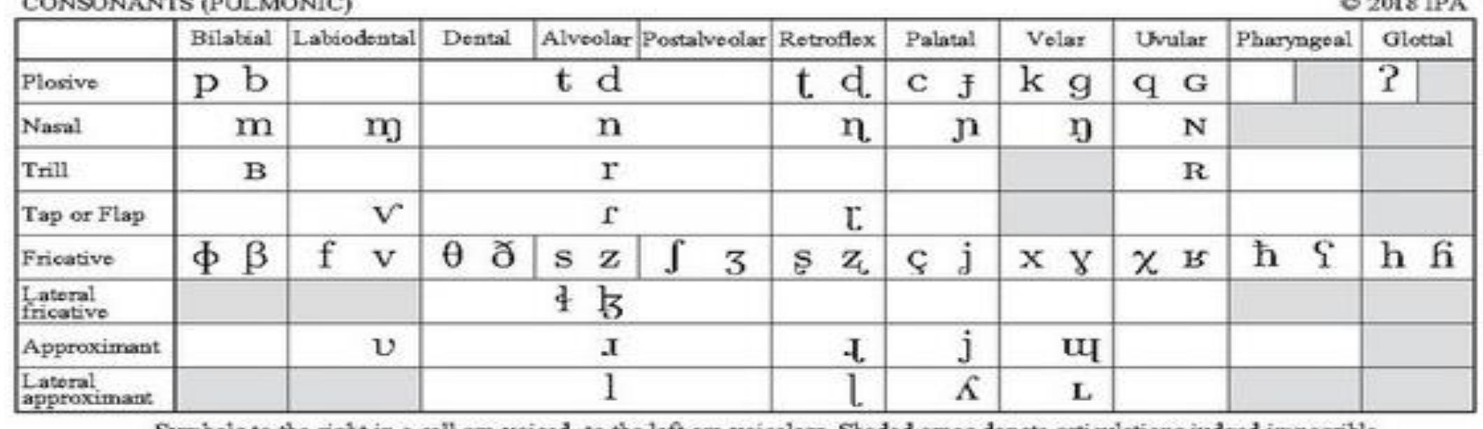 The international phonetic alphabet (revised to 2018) figure