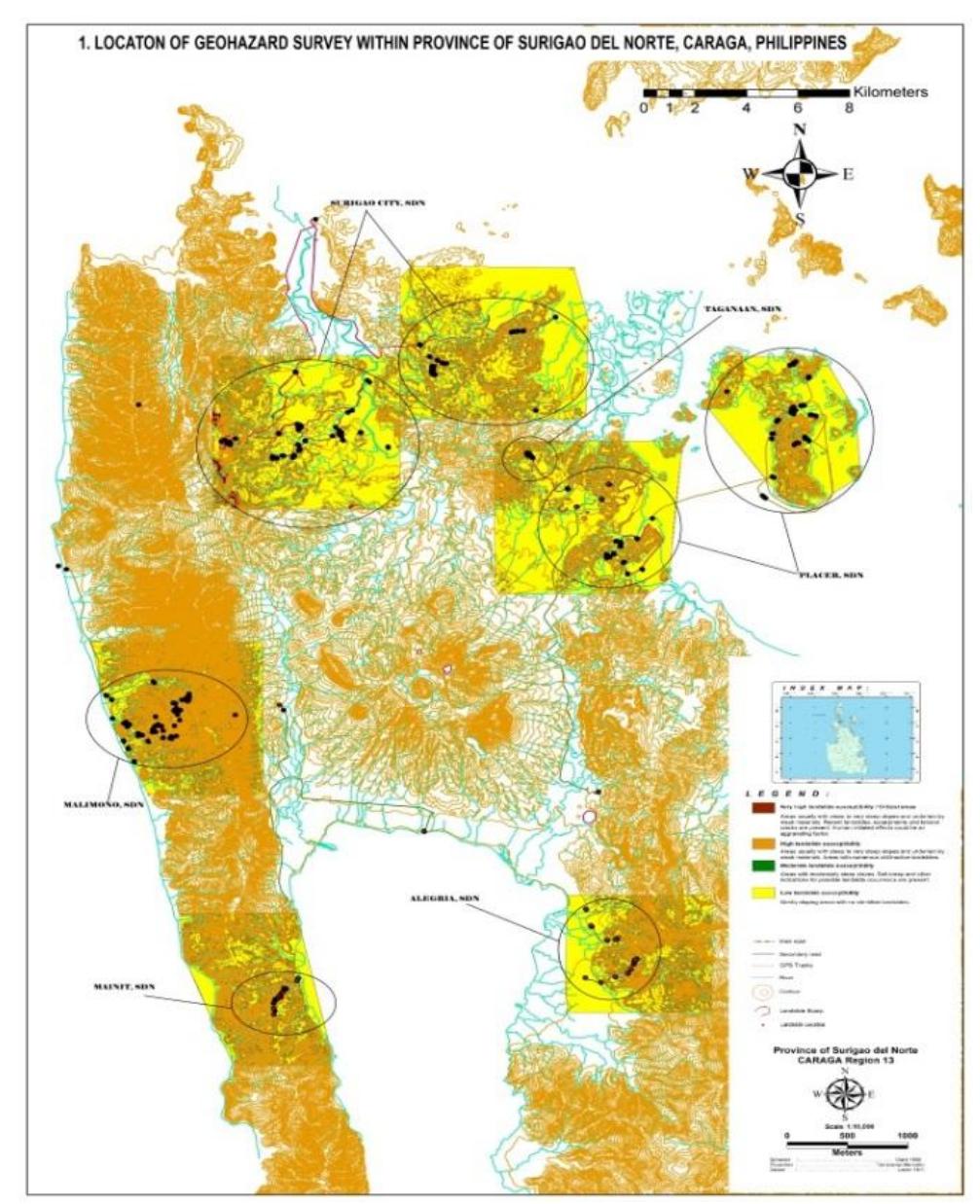 Landslide hazard map using arcgis results from the survey