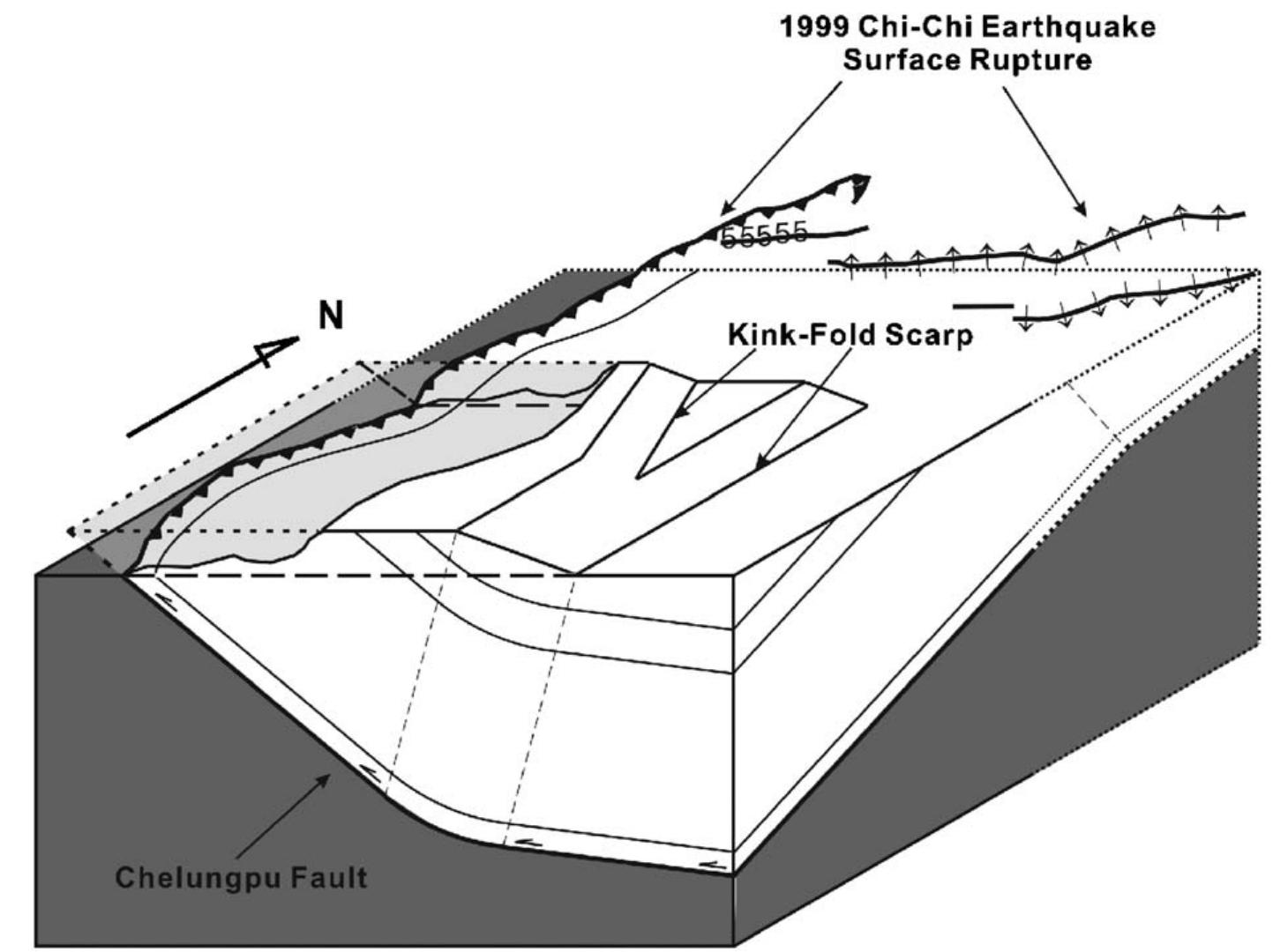 A schematic block diagram showing the subsurface structure
