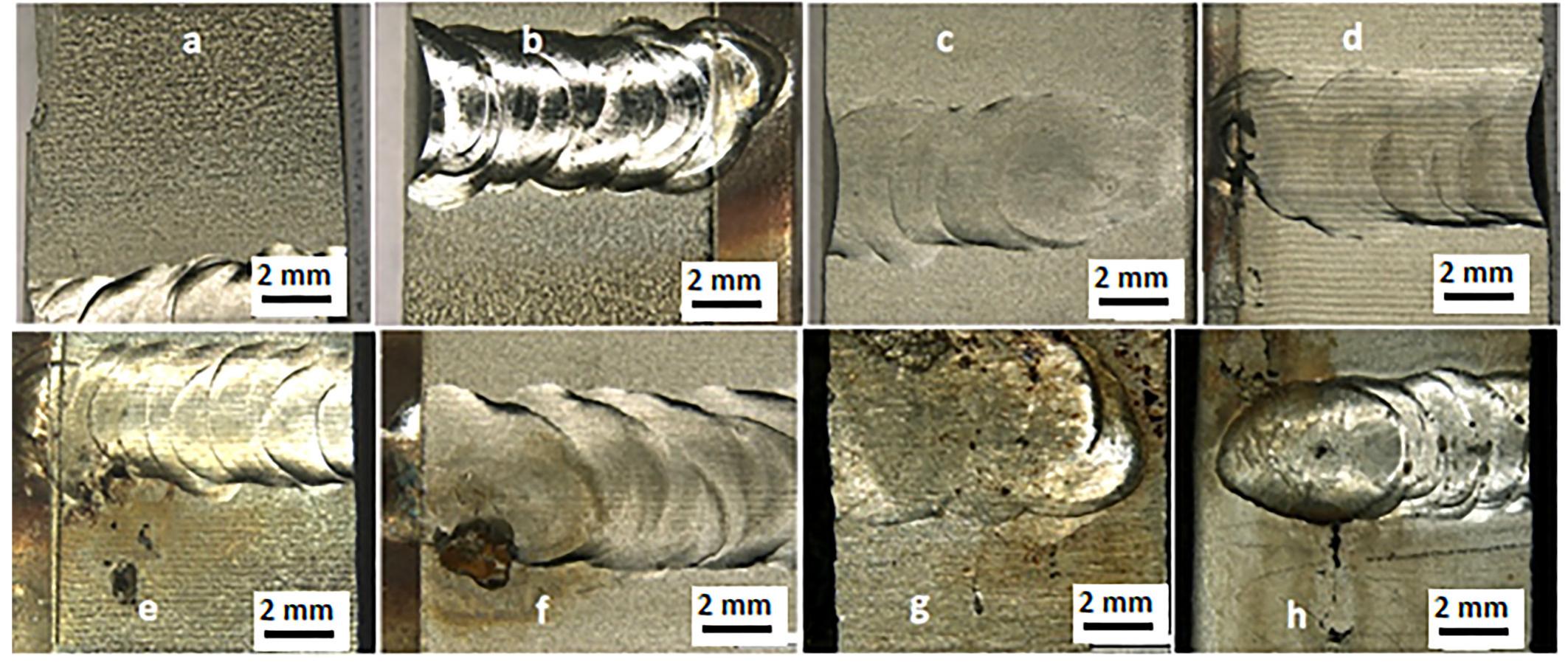 Stereomicroscope images of welded specimens after cleaning