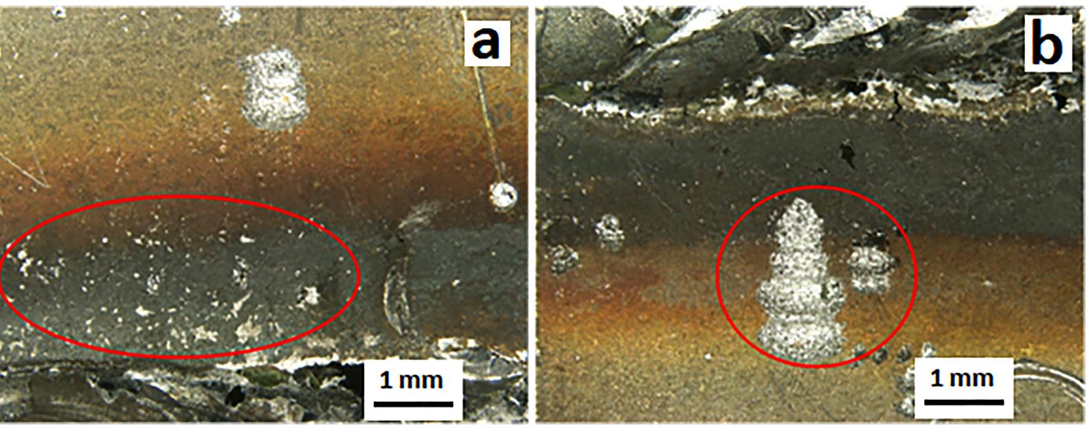 Images showing the pitting attack on the ss 304 welded