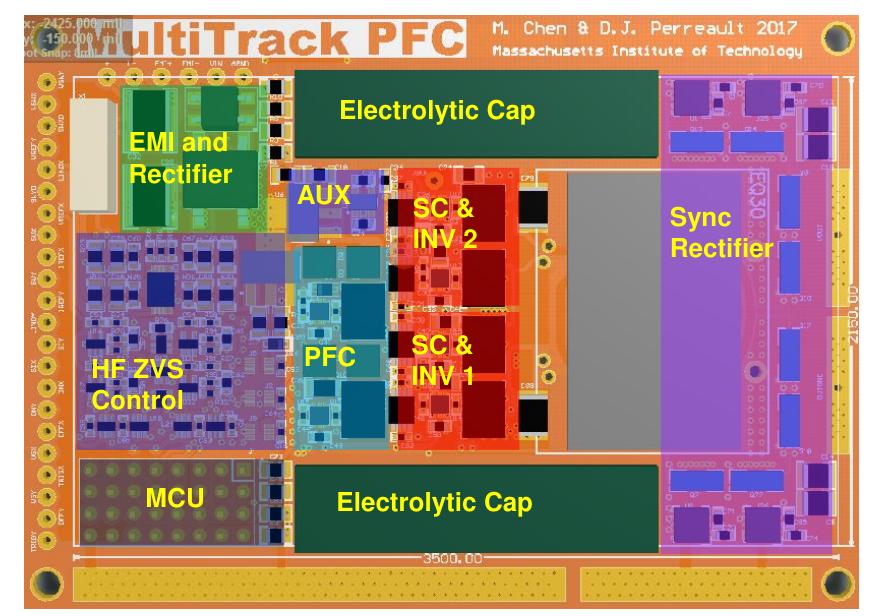Pcb layout of the prototype multitrack pfc with key