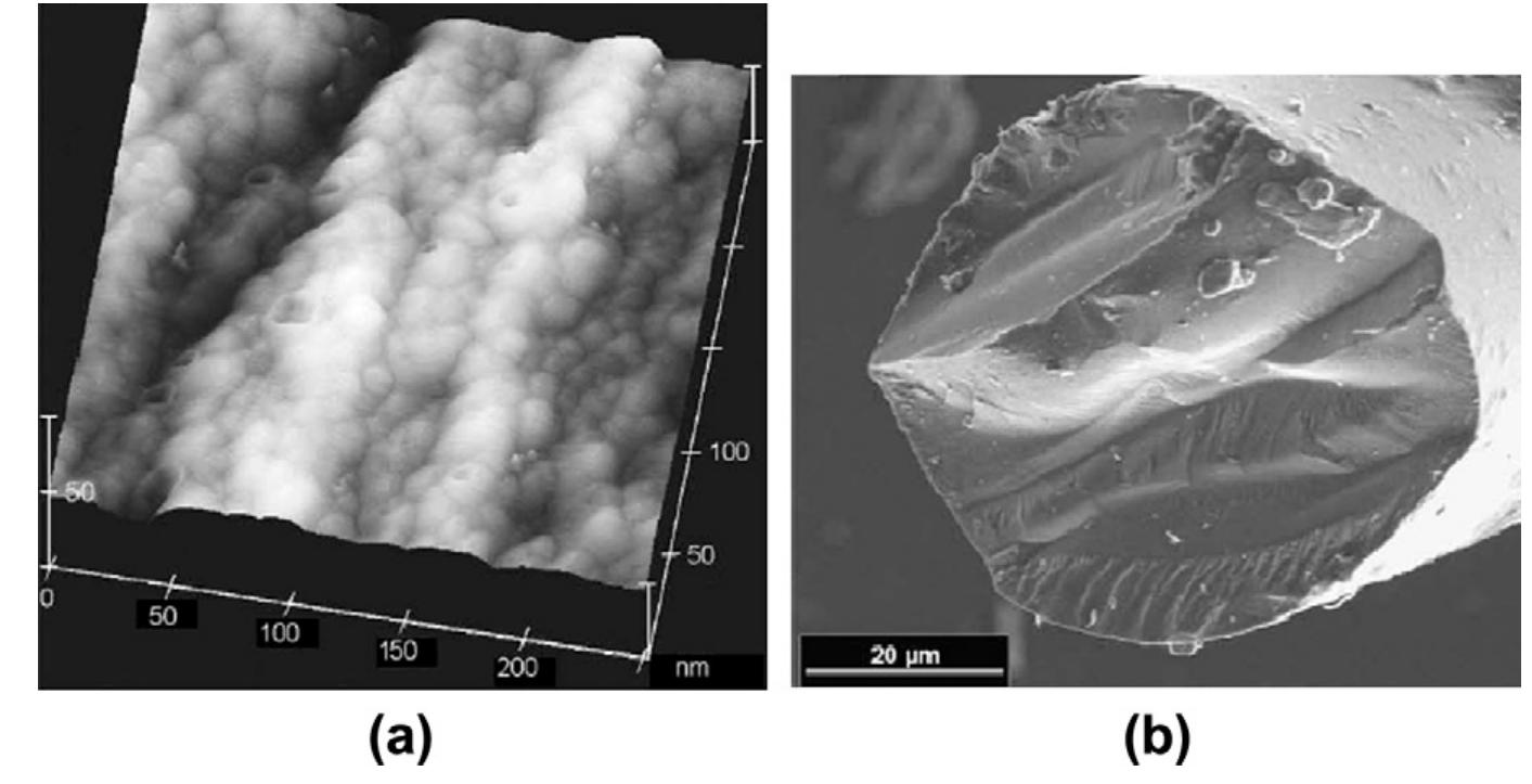 (a) afm height image of the fracture surface, revealing the