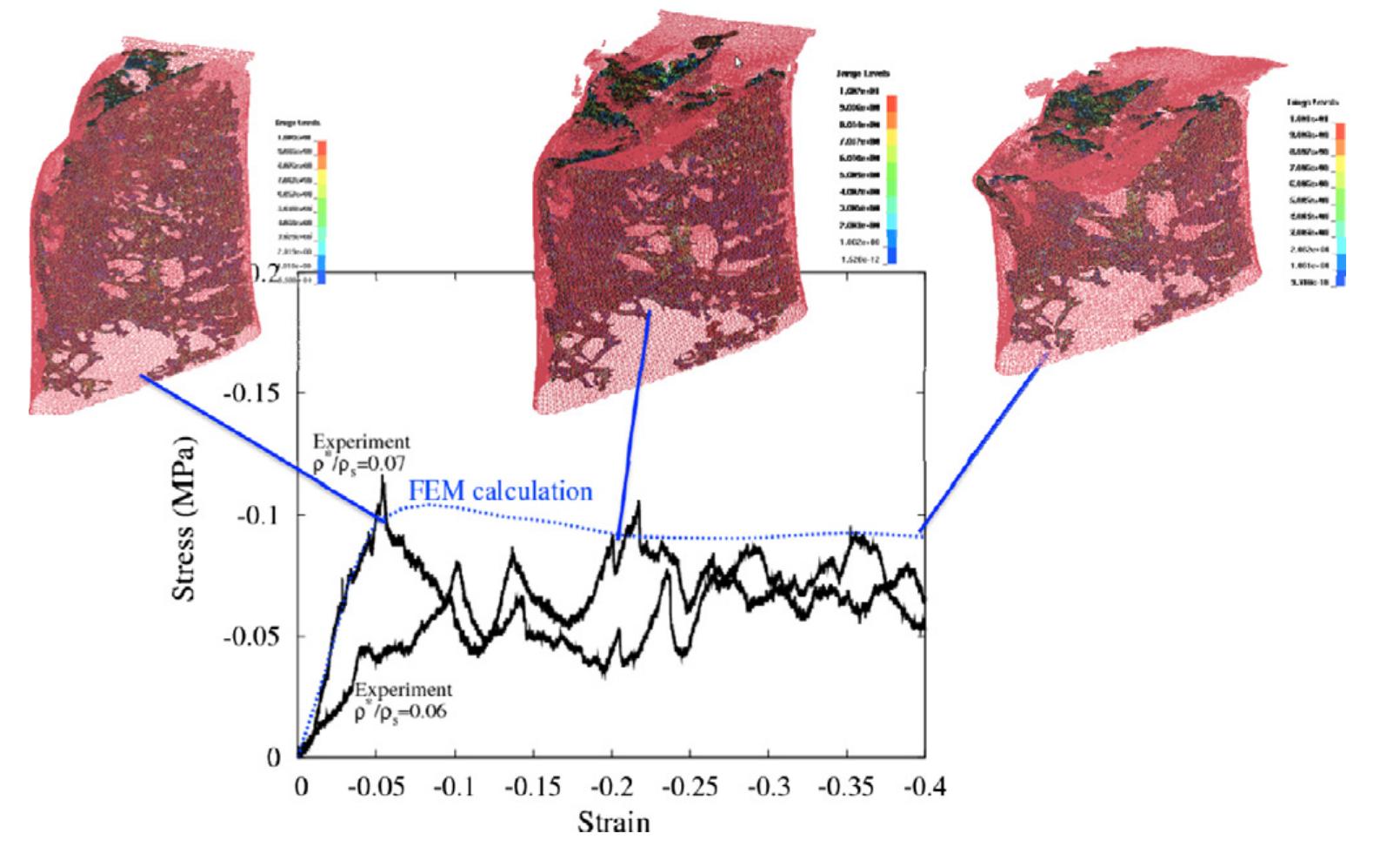 Stress-strain curves of beak foam under compression,