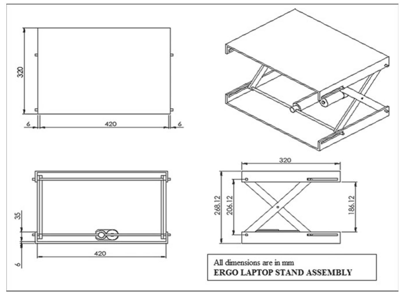Schematic diagram of the laptop stand