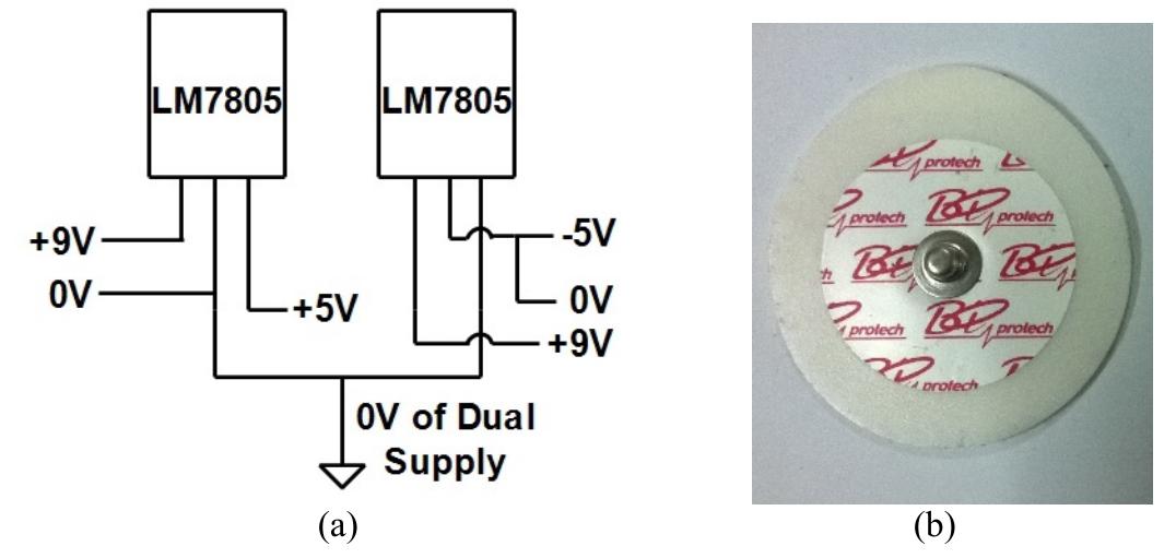 (a) designed +5v dual power supply. (b) bio protech t716 ecg