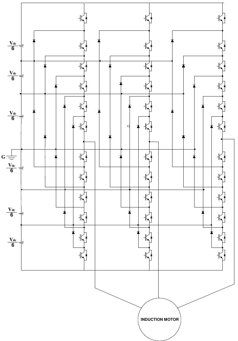 Schematic of seven level inverter induction motor drive