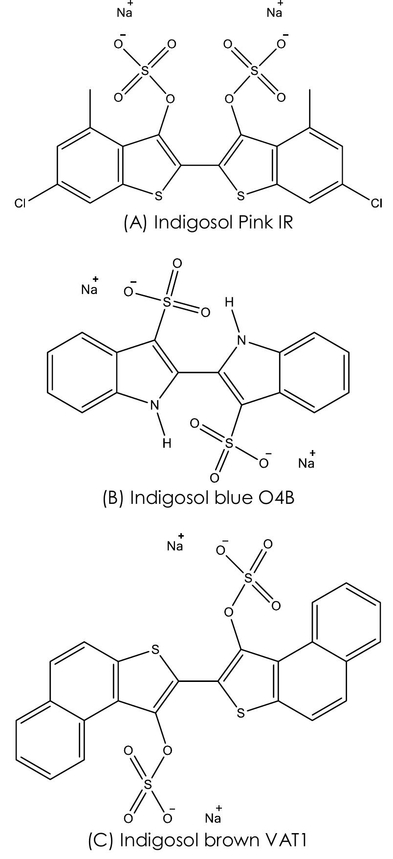 Molecular structure of indigo sol dye the difference of