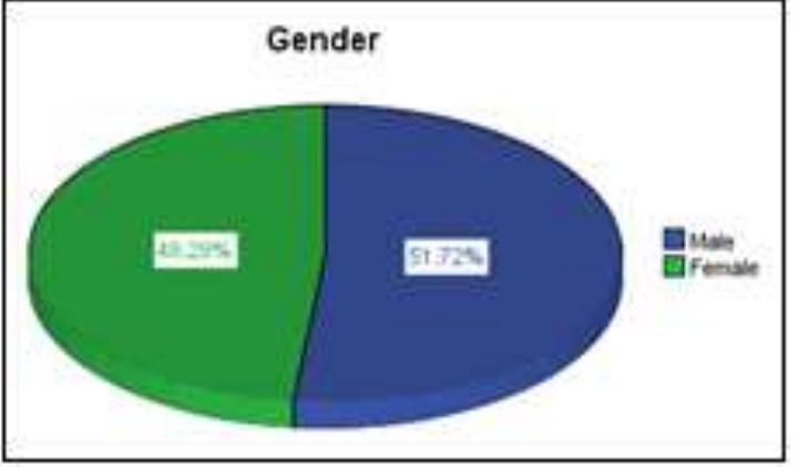 Respondents’ distribution by gender the pie-chart represents