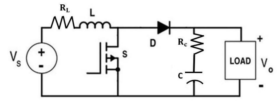 Practical circuit of a boost converter