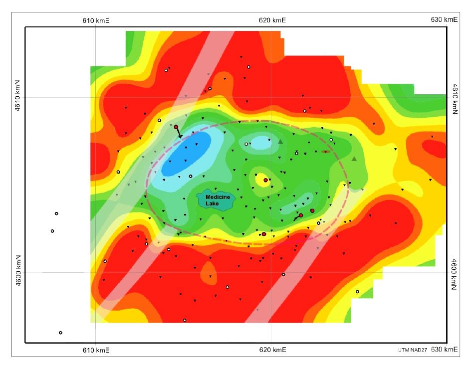 Igure 9. map of 3d mt resistivity at 1600 masl showing low
