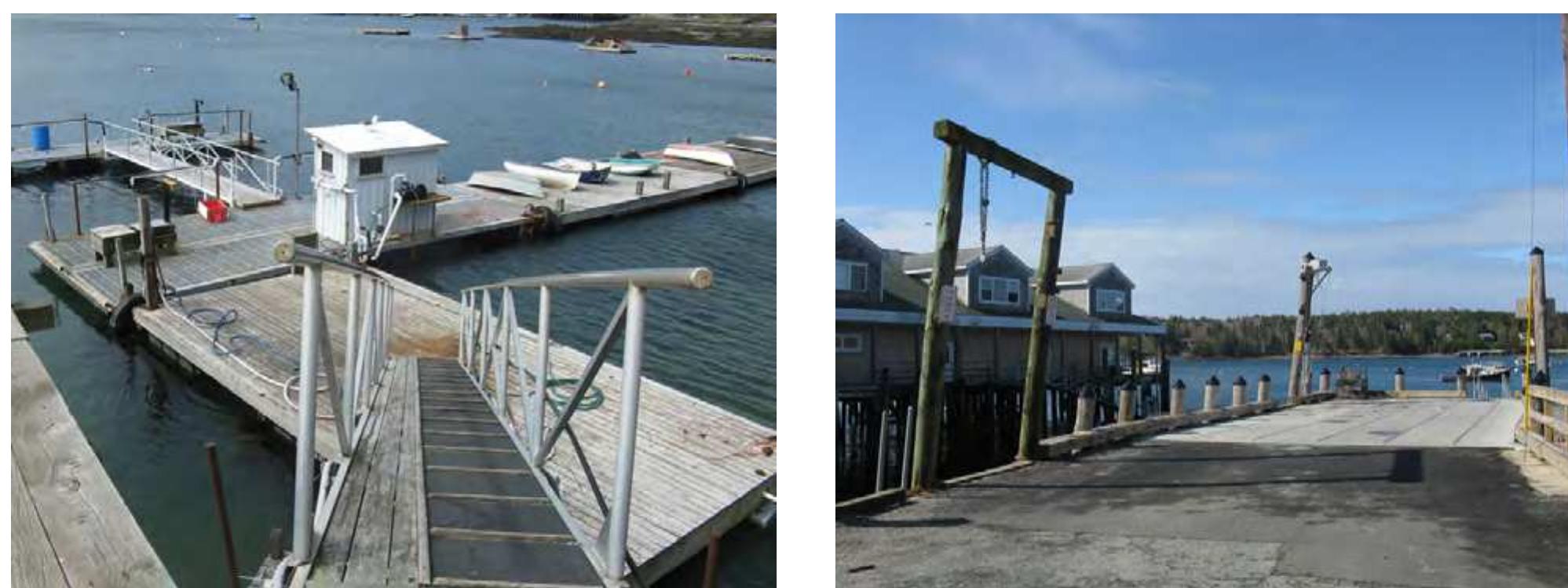 The upper town dock (left) and the lower town dock (right).