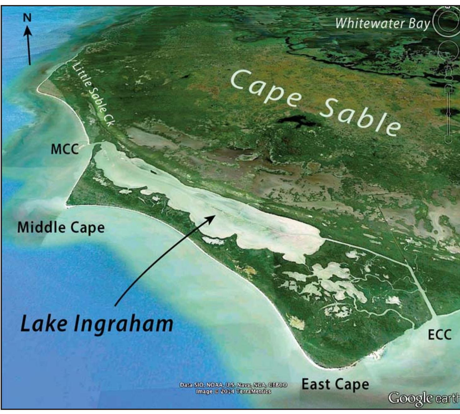 Florida. became 3. oblique satellite image of cape sable at