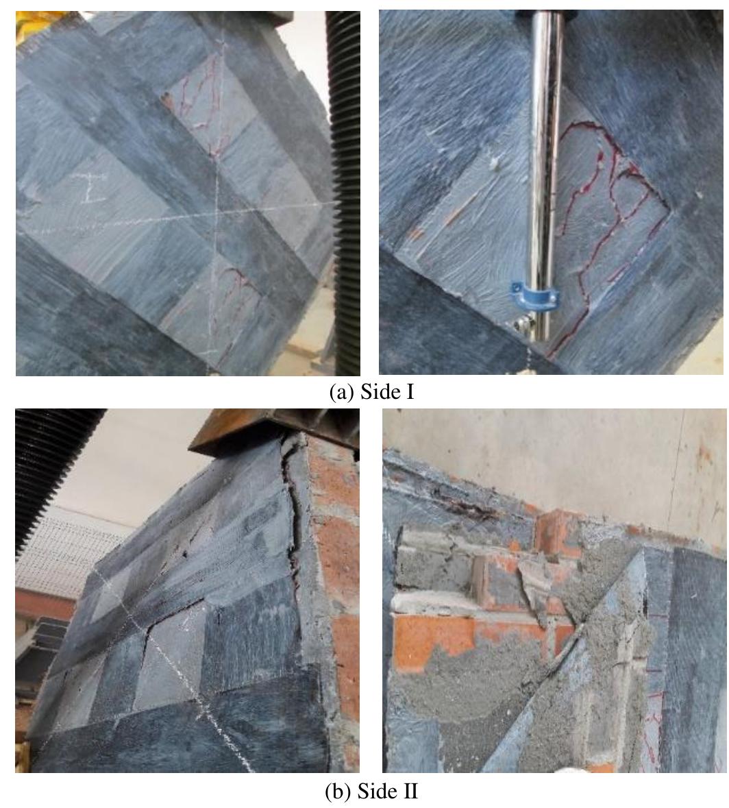 Diagonal shear cracking along the diagonal and delamination