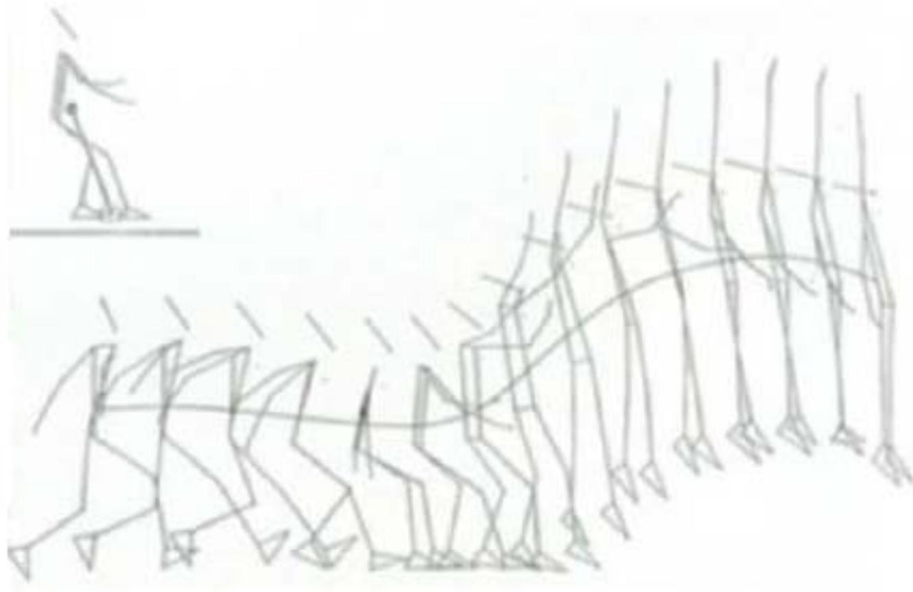 - stick figure representation of a typical two-foot jump.