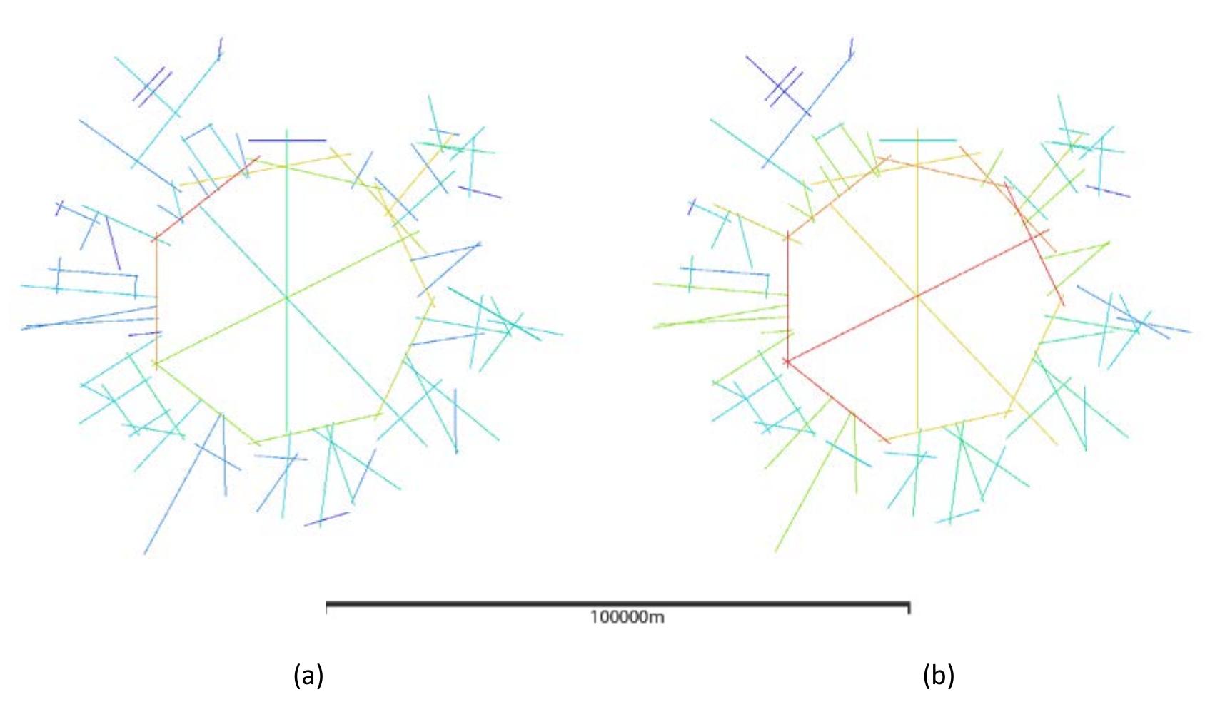 (a) axial map of the radial circulation system, coloured by