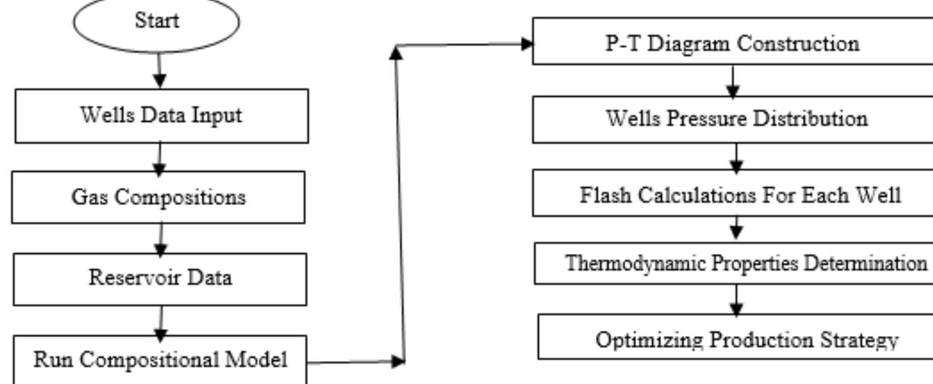 Flow diagram of the gas condensate well model