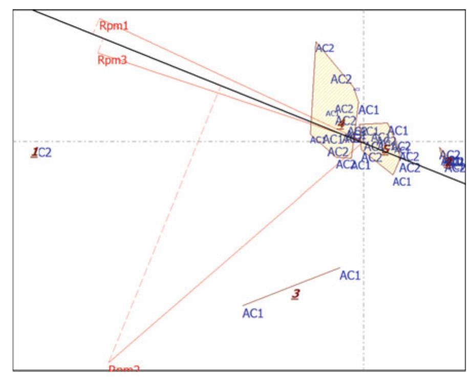 Blue points represent observation points, labeled by labels