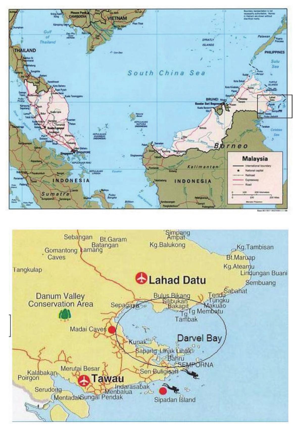 Location of the study which is around darvel bay, sabah,