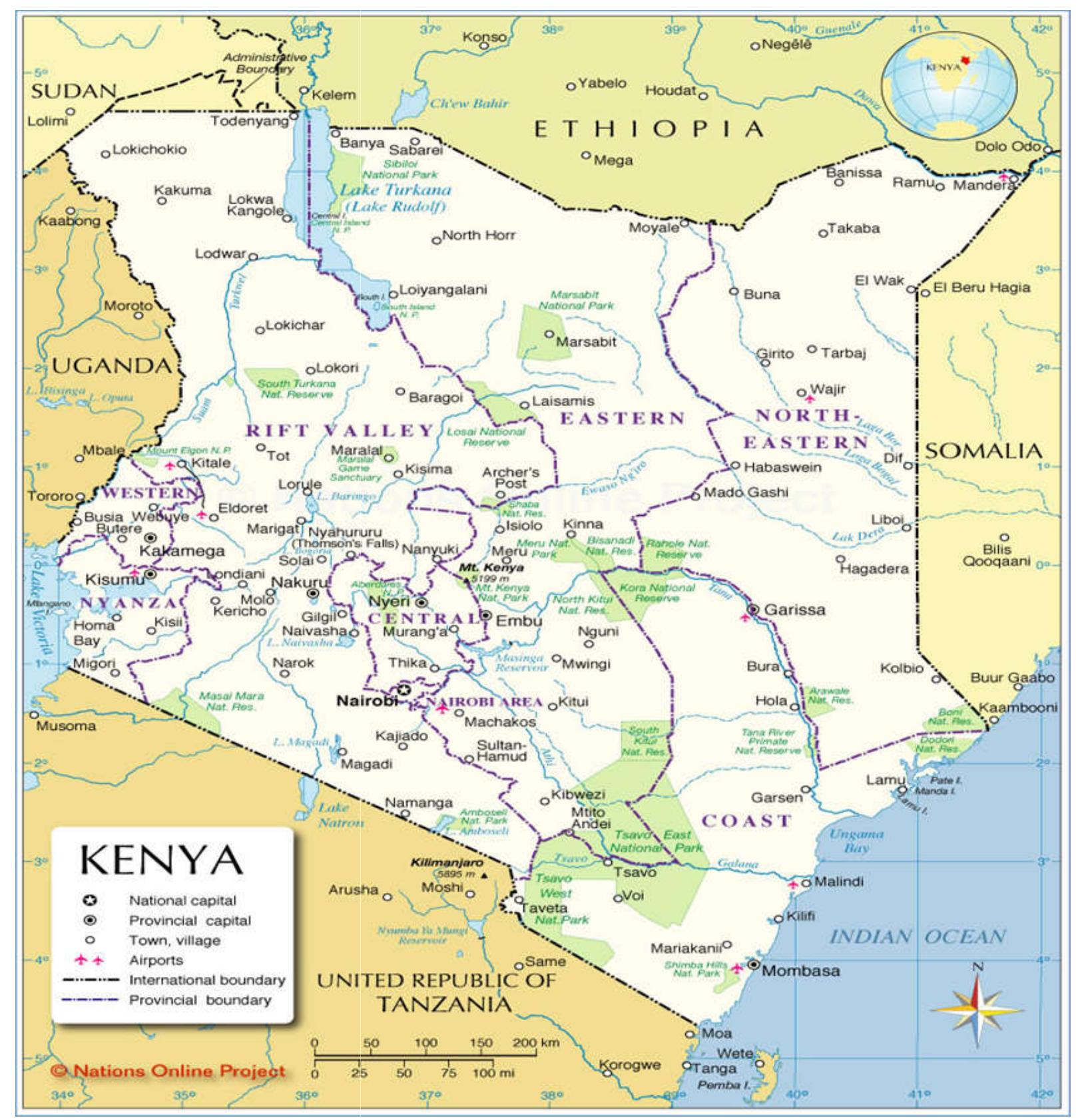 Map showing the western region of kenya