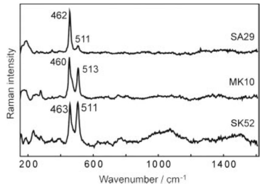 Representative raman spectra of the slip in some of the