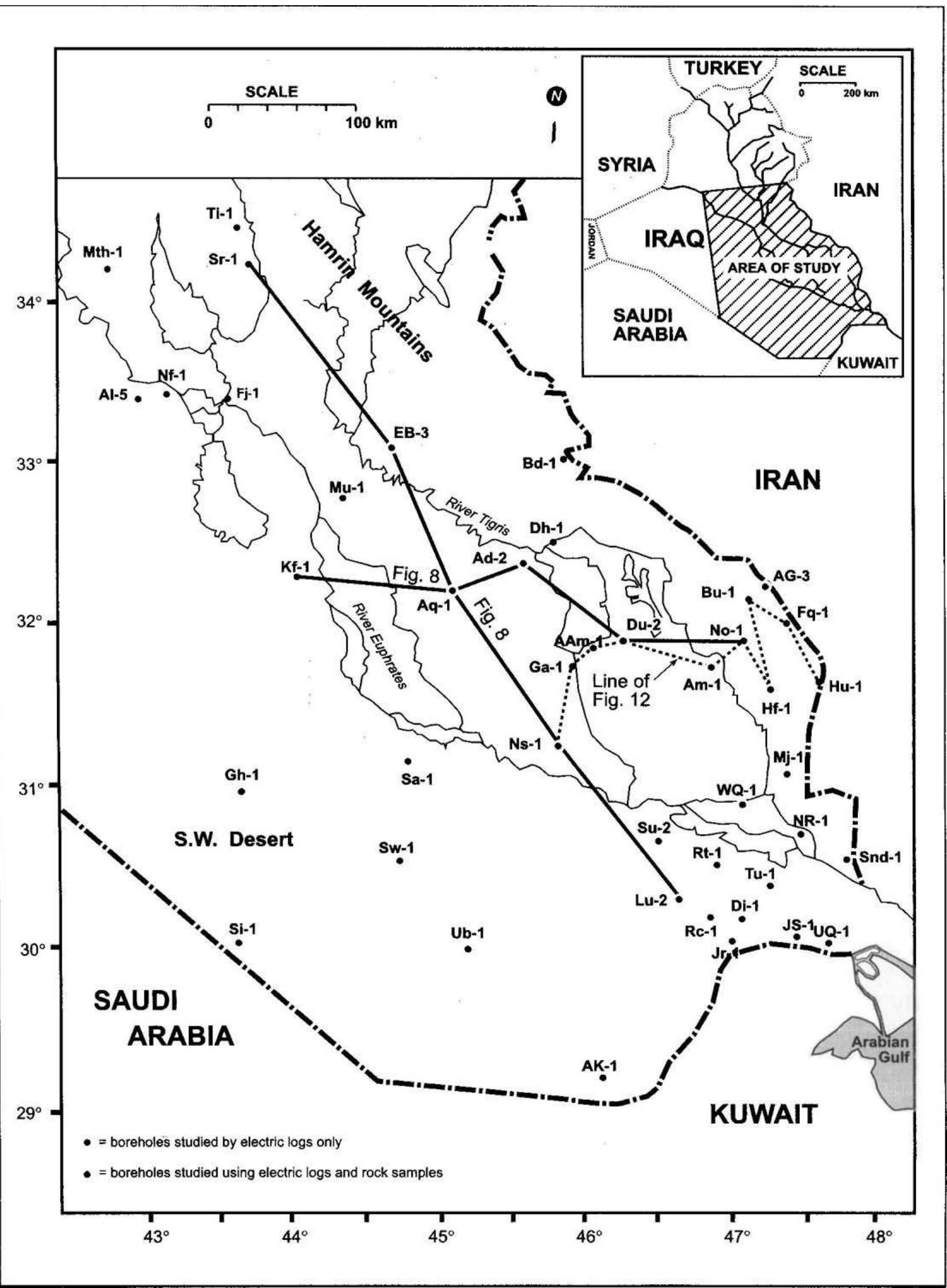 Map of south and central iraq with the location of the