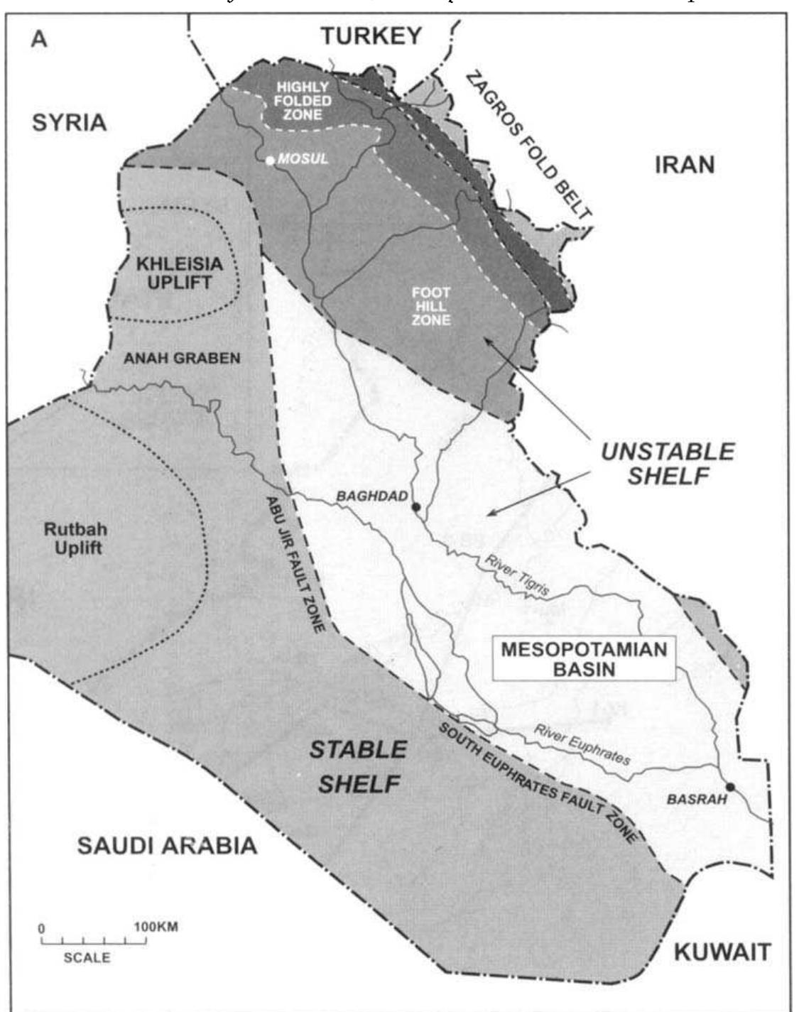 A. structural map of iraq (adapted from al-sakini, 1992,