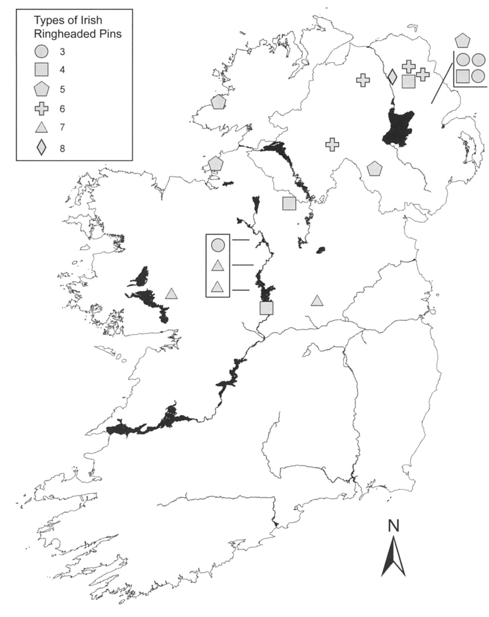 Distribution map of ringheaded pins. the iron age ringheaded