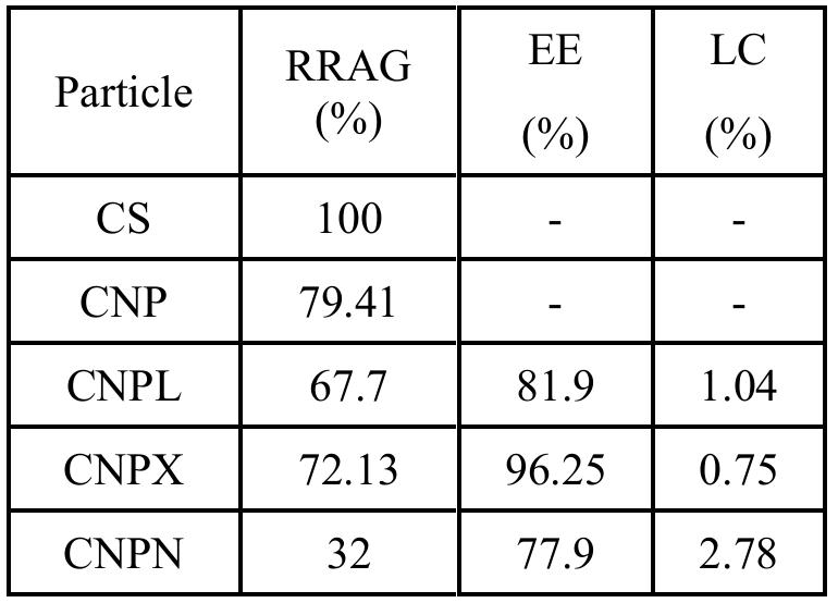 Characteristics of the nanoparticles the interactions
