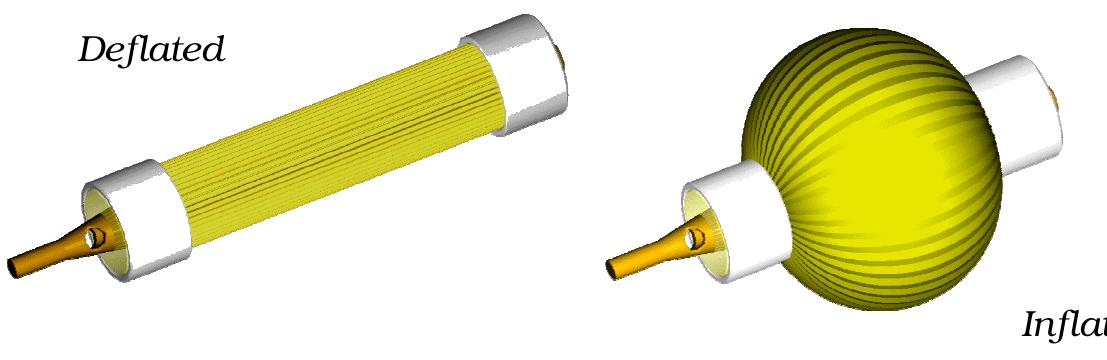 Cad drawing of the deflated and inflated state of the ppam