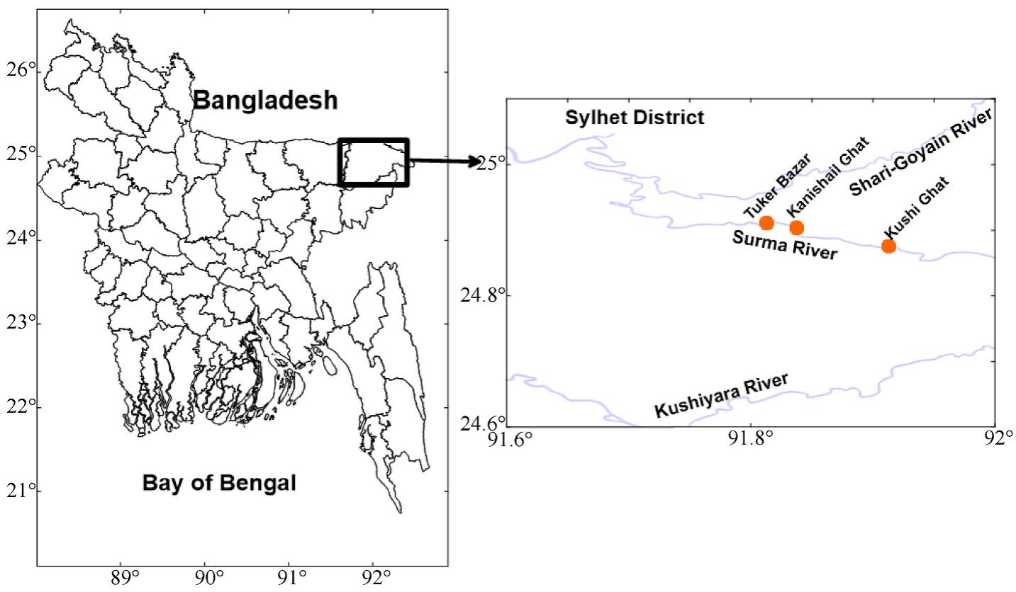 Map depicting the study area (map modified by mazumder et
