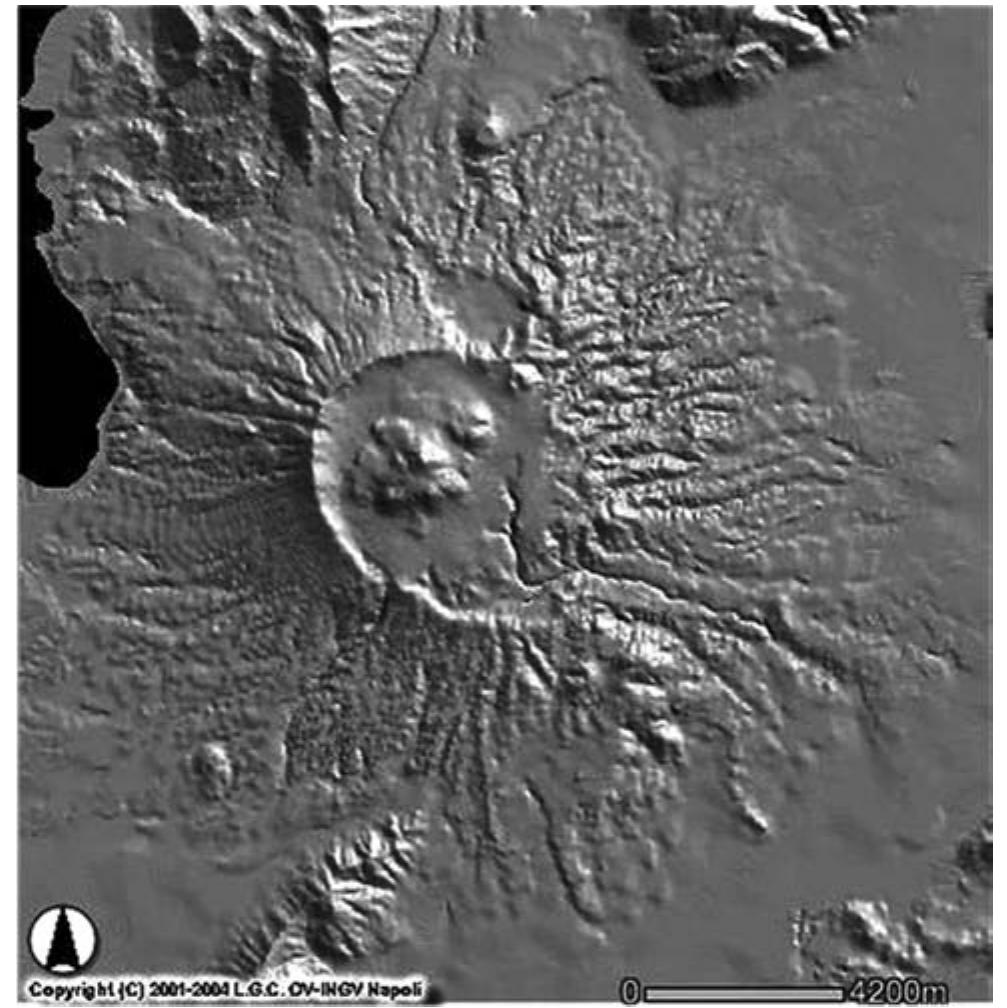 The roccamonfina volcano. the highest part of the stratocone
