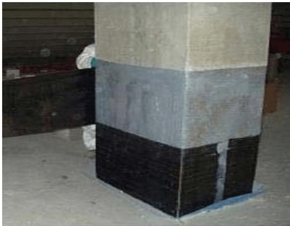 1 earthquake hits, reinforced concrete columns are